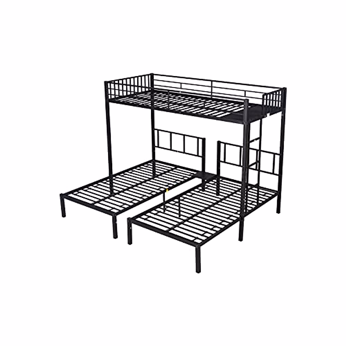 Goohome Triple Bunk Beds, Twin Over Twin Bunk Beds for 3, Metal Bed Frame for Bedroom, Apartment, Dorm, Heavy Duty Bunk Bed with Guardrail Ladder, Space-Saving, Black
