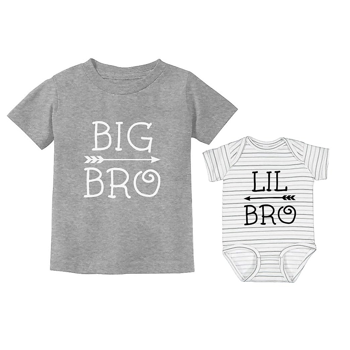 Big Bro Lil Bro Matching Outfits Baby Announcement Sibling Brother Shirts Big bro Gray 2T / Lil bro Gray/White NB (0-3M)