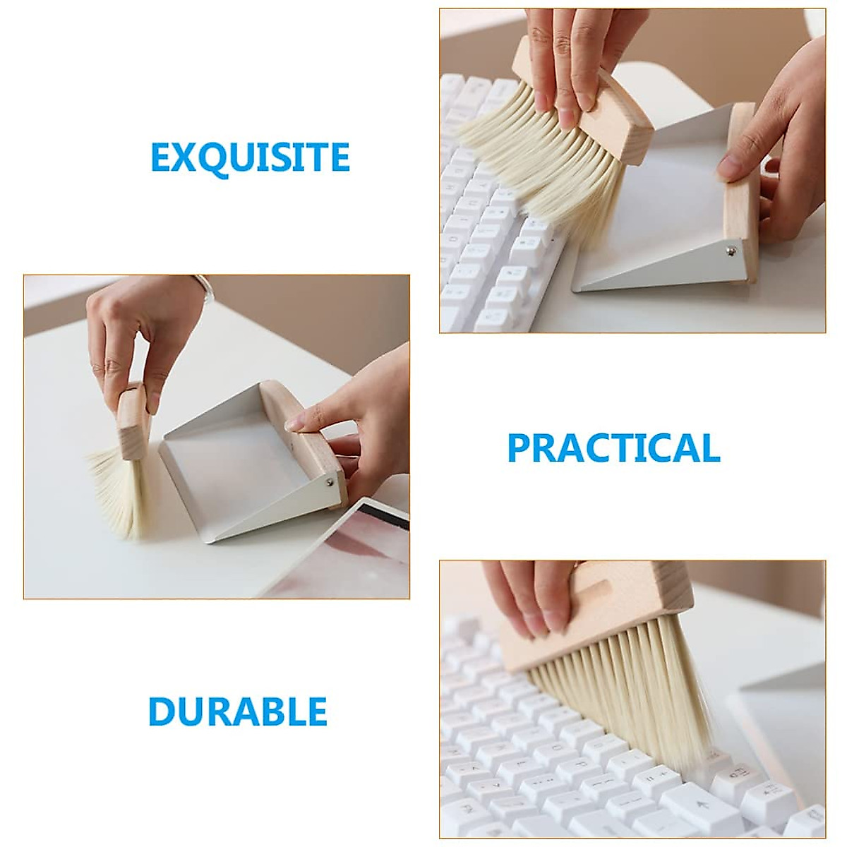 Hemoton 1 Set Small Broom Dustpan Brooms Pet Cage Broom Brush Dustpan Desk Top Dustpan Car Cleaning Tools Pets House Cleaning Brush Sofa Child Desktop White Iron Keyboard Brush