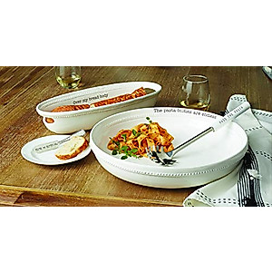 Mud Pie Farmhouse Inspired Serving Bowl Body Bread Basket Set, One size, White