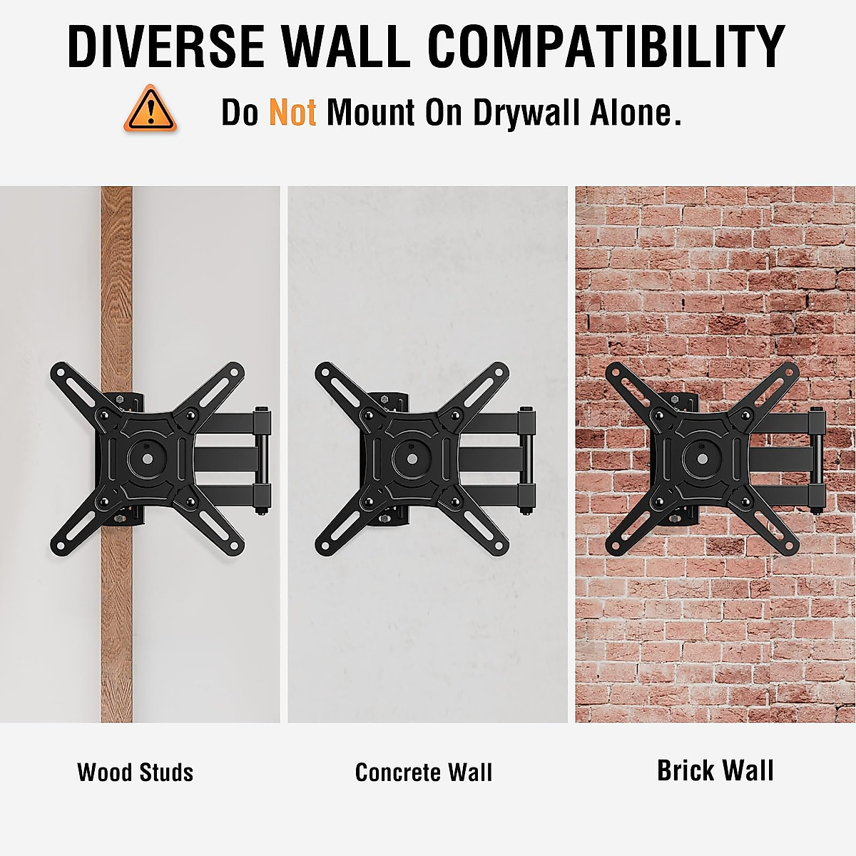 ELIVED Full Motion TV Monitor Wall Mount for Most 14-42 Inch LED LCD Flat Screen TVs & Monitors, Swivels Tilts Extension Rotation, Max VESA 200x200mm, up to 33 lbs.