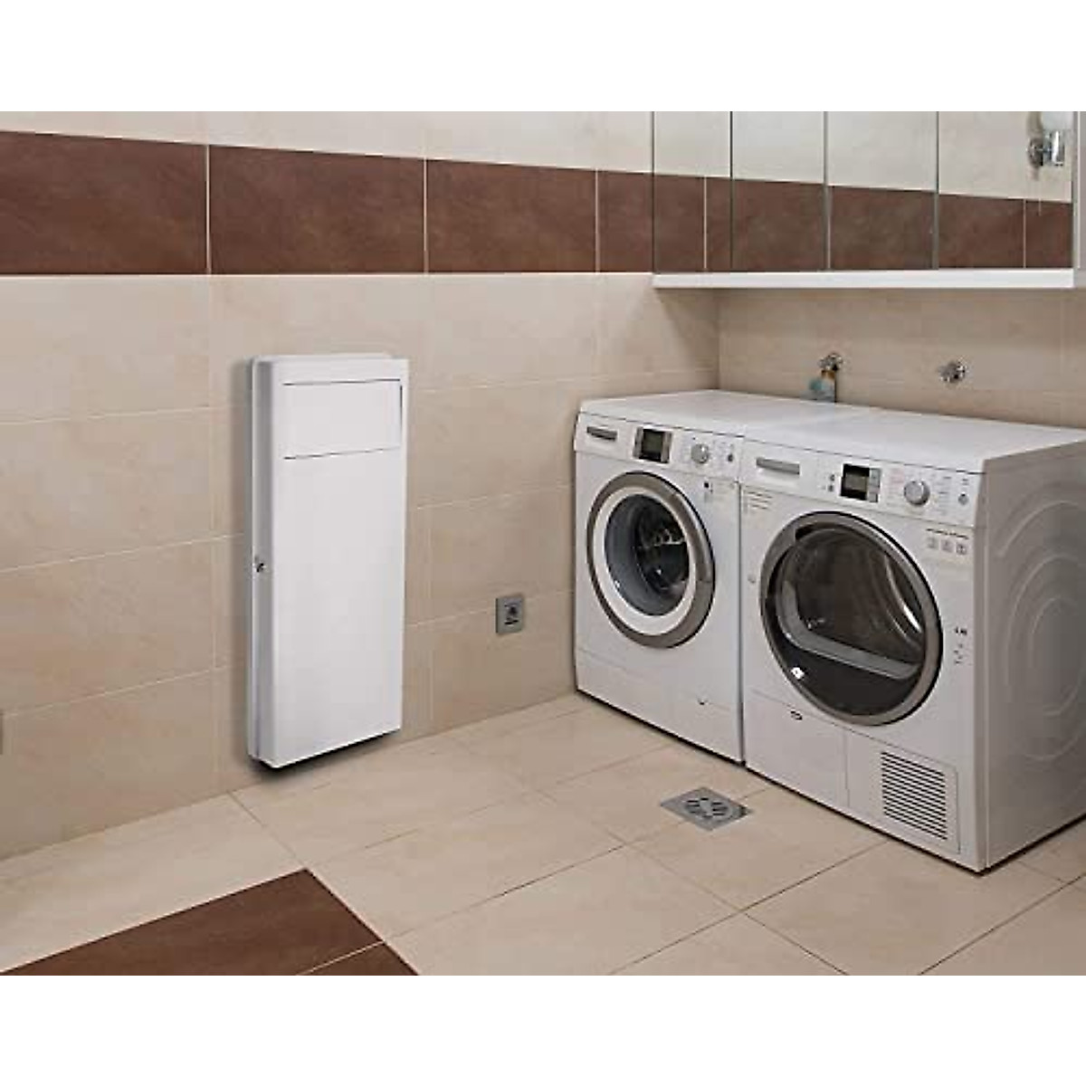 AdirHome Built-in Laundry Hamper, Clothes Hamper with Lid Wall Laundry Basket, Wall Laundry Box, Great Space Saving Solution for Remodelled Baths, Kitchen - White