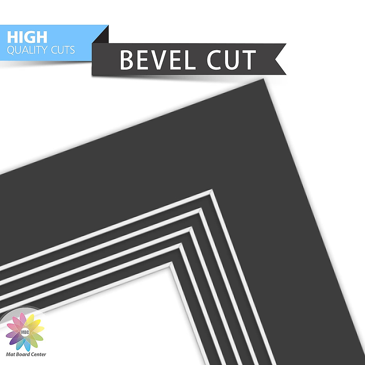 MBC Mat Board Center, Pack of 5, 11x14 for 8x10 Black Photo Picture Mat - Acid Free, 4-ply Thickness, White Core - for Pictures, Photos, Framing