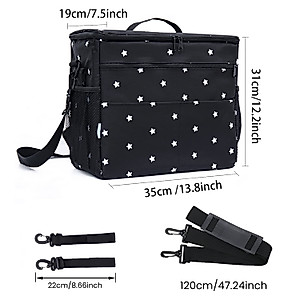 Orzbow XL Stroller Organizer With Diaper Changing Pad, Waterproof Large Baby Diaper Bag, Stroller Caddy Organizer with Cup Holder & Shoulder Strap Used As Mom Handbag & Shoulder Bags & Backpack (Grey)