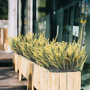 RECUTMS 8 Bunches Artificial Lavender Flowers for Outdoors Pieces to Make a Bountiful Flower Arrangement Nearly Natural Fake Plant to Brighten up Your Home Decor Party Wedding Garden Patio(Yellow)