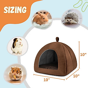 Tierecare Guinea Pig Hideout Washable Small Animal Bed Cozy House Hideaway Hide Hut for Dwarf Rabbit Chinchilla Hedgehog Ferret Cage Accessories