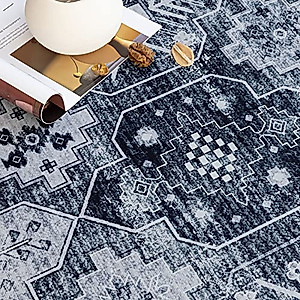 DECOMALL BAOLA Vintage Area Rugs, Traditional Carpet for Bedroom Foyer Laundry Room, Gray-Blue 4'x6'