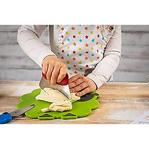 KUHN RIKON Kinderkitchen Kids Mezzaluna Knife With Blade Protector, Cat, 5.2" x 3.3" x 0.7", Red | Child-Friendly Cutting Tools For Real Cooking