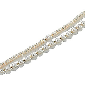 KVLmoze Layered Pearl Bracelets Vintage Stylish 3-5mm Handpicked Double Layer Pearl Strand Bracelet for Girls Women