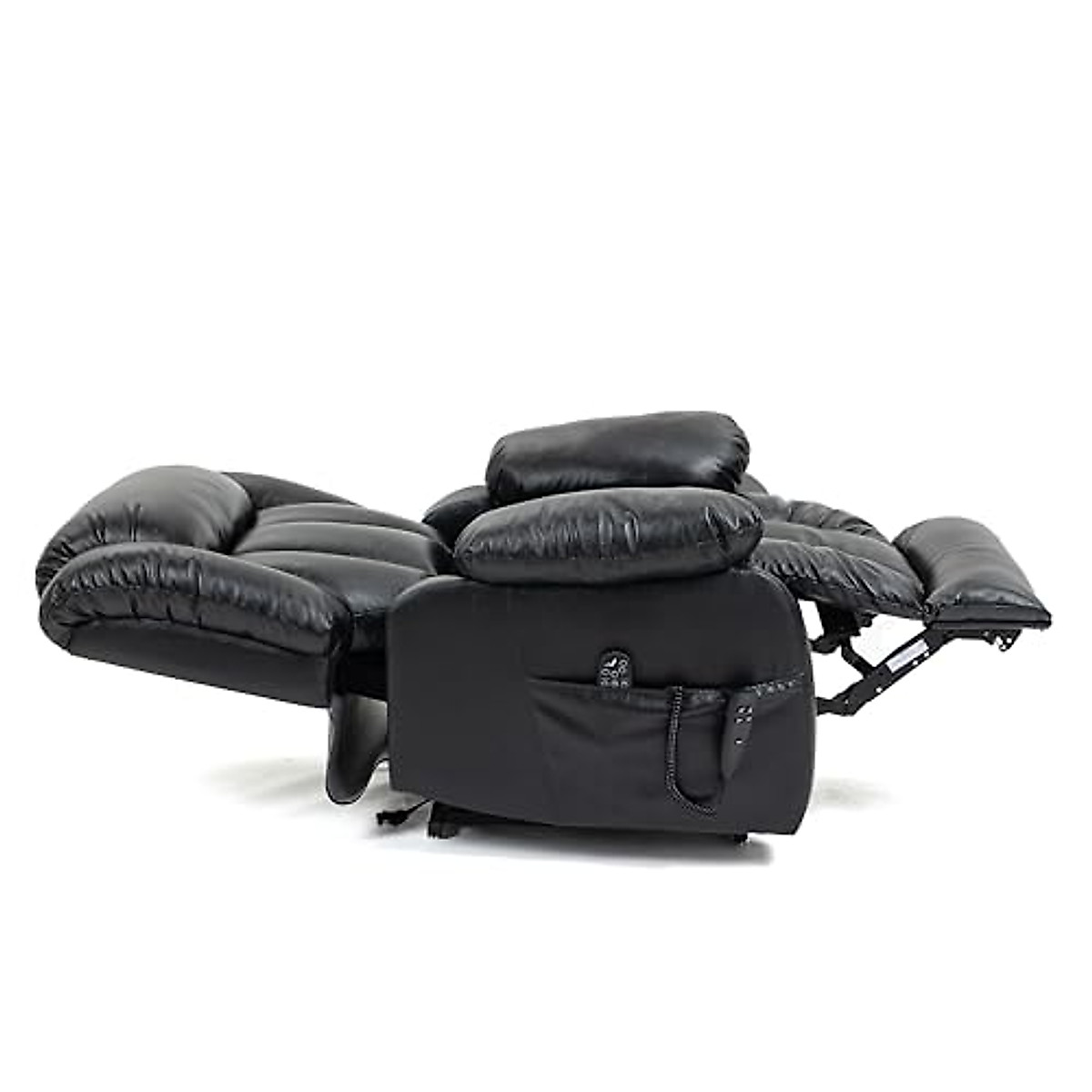 Electric Power Lift Chairs Recliner,Genuine Leather Upholstered Reclining Lifting Chair,Heated Vibration Massage Sofa Armchair, Dual Motor Infinite Position Lounge Couch w/Side Pockets and USB Ports