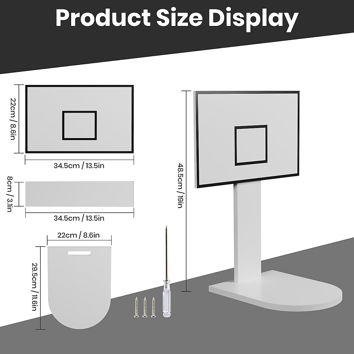 SIHPTO Basketball Trash Can Holder(Excluding Trash Can)，Wastebasket Backboard，White Wooden Basketball Mini Rack Bedroom Office Kitchen Living Room Fun Trash Can