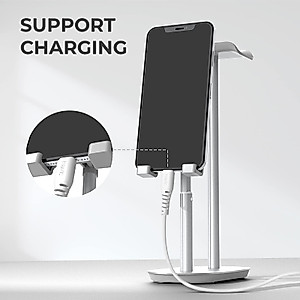 havit Cell Phone and Gaming Headset Stand, Headphone Holder, Adjustable Phone Stands, Aluminum Desktop Headphone Holder for Desk, for 0.55'' Thick Smartphone Kindle Tablet