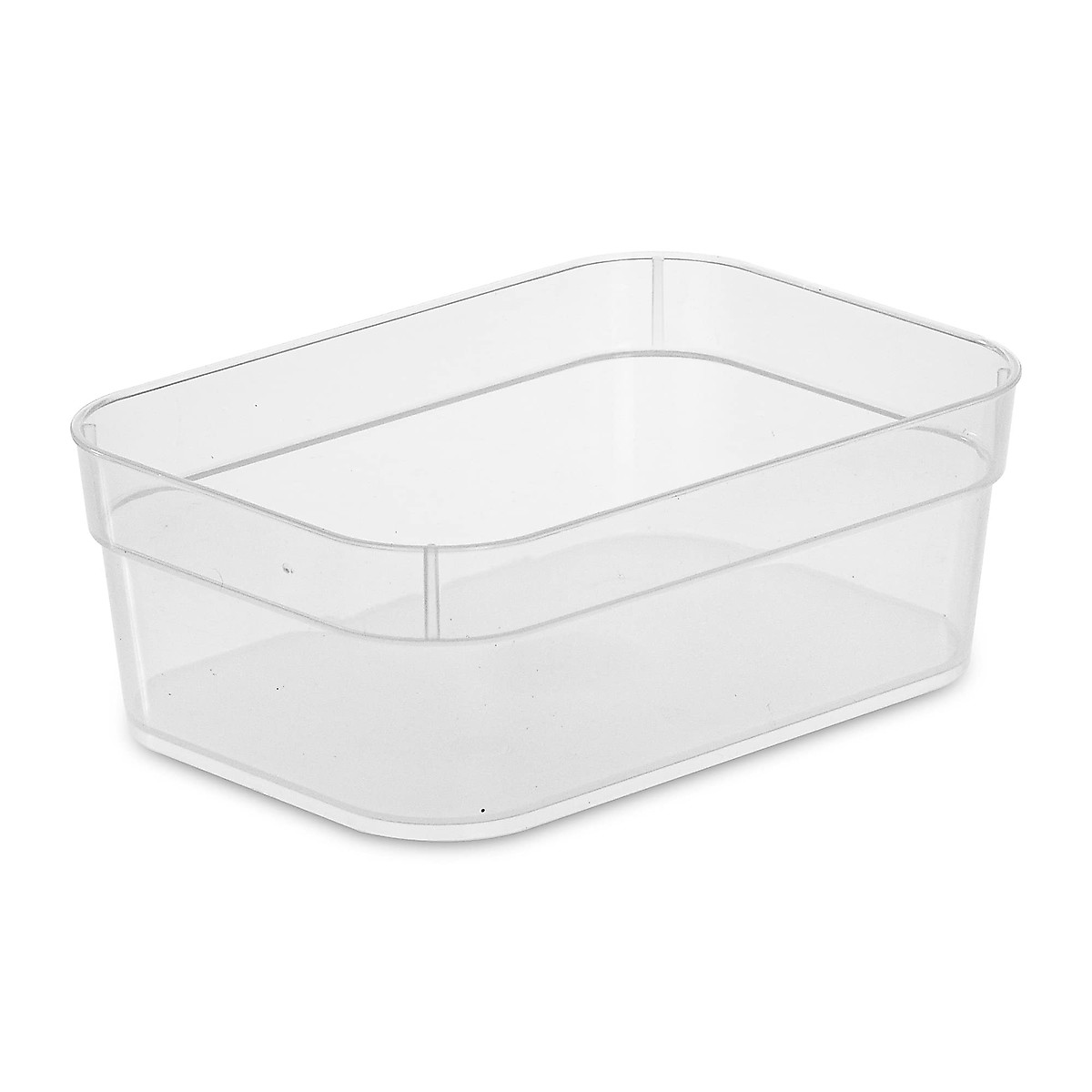 Sterilite 13558608 Medium Storage Trays with Sturdy Banded Rim and Textured Bottom for Desktop and Drawer Organizing, 3-Pack, Clear
