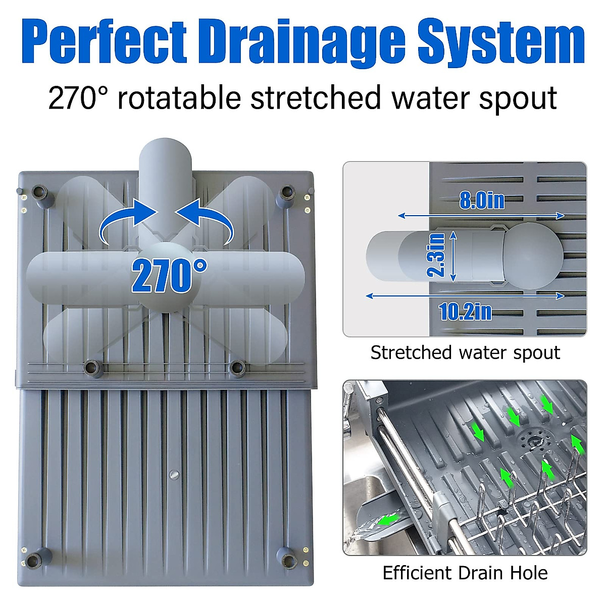 DOFIMATE Expandable Dish Drying Rack,Dish Racks with Drainboard,Multifunctional Stainless Steel Dish Rack for Kitchen Counter