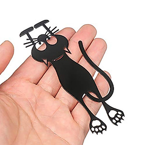 Curious Cat Bookmark for Cat Lovers,Locate Reading Progress with Cute Cat Paws Bookmarks,3D PVC Reusable Creative Cutout Black Cat Markers Hanging Kawaii Bookmark Kids Students Reader Teachers Gift