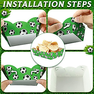 60 Pack Soccer Party Decorations Soccer Birthday Decorations Soccer Paper Food Serving Tray Paper Trays Paper Food Boats Paper Food Tray for Concession Food, Condiment, Carnivals (Soccer)