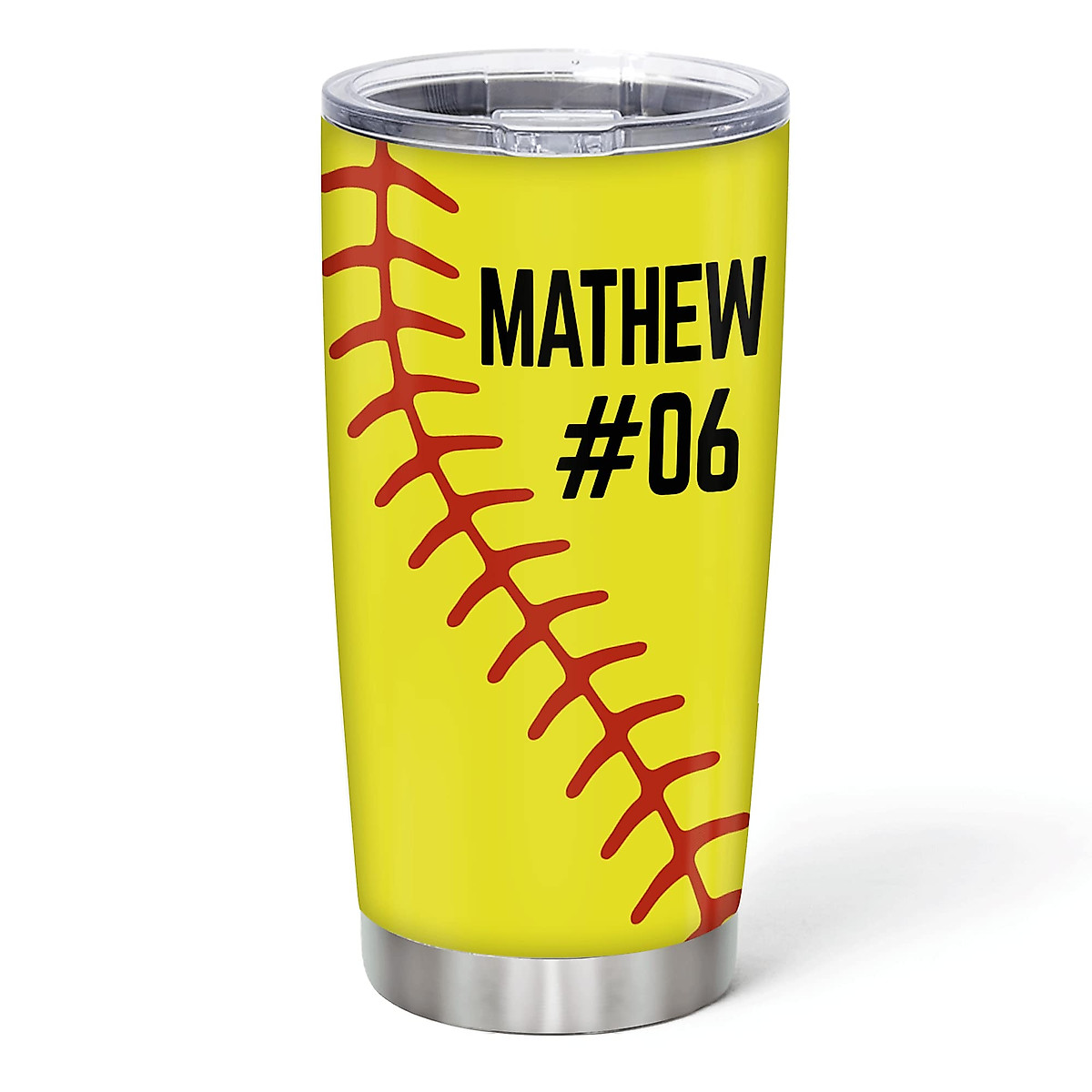 Hyturtle Personalized Softball Tumbler - Softball Print Custom Name And Number Stainless Steel Tumbler 20oz With Lid - Softball Gifts For Mom Women Men Fan Coach Sport Lovers Birthday Mother's Day