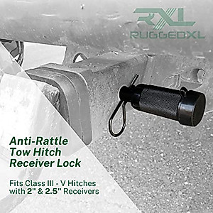 Tiger Lock 5/8" Black Trailer Hitch Locking Pin - Anti-Rattle Tow Hitch Receiver Lock with 2.5" Silencer Pad