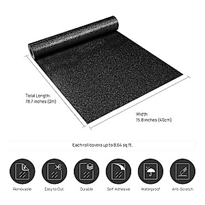 Stickyart Black Glitter Wallpaper Peel and Stick Sparkle Wallpaper Roll Self Adhesive Glitter Contact Paper for Cabinets Removable Glitter Fabric Wallpaper Decorative Bedroom Accent Walls 15.8"x78.7"