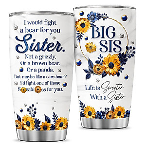 JENOIS Cups Soul From Sisters Tumblers, Sister Gifts, Sister Big Sis, Tumbler 20 Oz With Lid And Straw