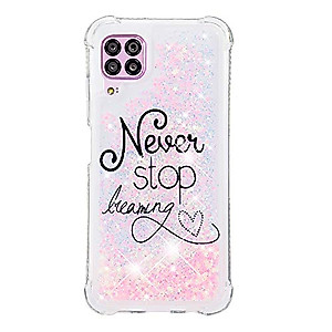 Asdsinfor Huawei P40 Lite Case Fashion Shiny Transparent Soft TPU Creative Cartoon Cute Quicksand with Shiny Flowing Liquid Cover for Huawei P40 Lite Never Stop YB-LS