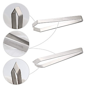 2 Pieces Fish Bone Tweezers, Stainless Steel Flat and Slant Tweezers Pliers Remover Tool (4.6")