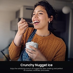 Kismile Nugget Ice Makers Countertop,Portable Ice Machine with Crushed Ice, 35lbs/Day,Self-Cleaning,One-Click Operation for Home Use(Silver)