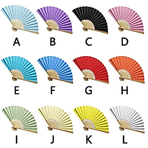 RAZZUM Decorative Folding Fans Traditional Chinese Fans Hand Held Fans Paper Bamboo Folding Fans Handheld Folded Fan for Church Wedding Hand Holding Fans Decor Fan