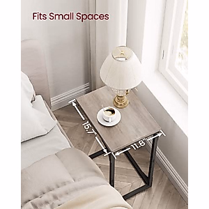 VASAGLE C-Shaped End Table Set of 2, Small Side Table for Couch, Sofa Table with Metal Frame for Living Room, Bedroom, Bedside, Greige and Black