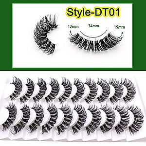 Veleasha Russian Strip Lashes and 5D Faux Mink Lashes ，Natural Lashes Wispy Fluffy False Eyelashes 2 Styles 2 Sets Pack