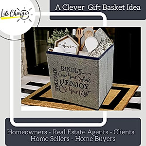 Shoe Cover Box - Welcome Guests to Please Cover Shoes. Indoor Foldable Storage Bin to Fill w/your Favorite Booties. For Homeowner, Real Estate Agent, Realtor Open House Supplies | 1 Grey & Black