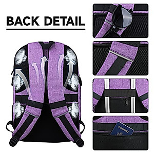 Lapsouno Extra Large Travel Backpack, Travel Laptop Backpack, Multiple Pockets 17.3 Inch Carry on Backpack with USB Port, TSA Friendly Water Resistant Business Travel Bag for Women, Purple