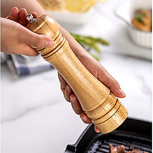 Wood Pepper Grinder Refillable, Pepper Mill, Adjustable Salt and Pepper Grinder Set, Kitchen Gadgets, Long Lasting Fresh Keeping Spice Grinder, Ceramic Grinding Mechanism Salt Mill (5inch)