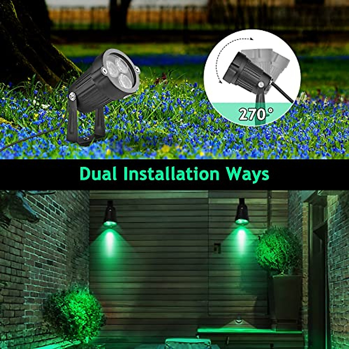 OurLeeme Spot Lights Outdoor - 3W LED Lawn Garden Flood Light Waterproof Landscape Lighting Low Voltage Landscape Lights Spotlights for Yard Green Light AC 85-265V
