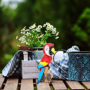 Operitacx Parrot Garden Statue Solar Light Resin Parrot Figurine Animal Sculpture Landscape Lamp for Indoor Outdoor Patio Yard Lawn Decor