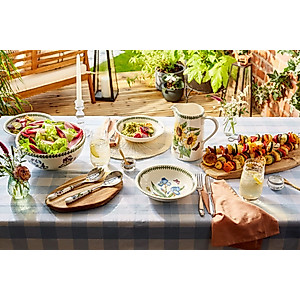 Portmeirion Botanic Garden Set of 2 Salad Servers | 10 Inch Salad Serving Set | Azalea and African Lily Motifs | Made from Stainless Steel and Porcelain