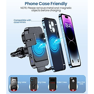 Wireless Car Charger, MOKPR 15W Fast Charging Auto-Clamping Car Mount Universal Hands-Free Car Charger Mount for Dash Windshield Air Vent Compatible with iPhone 15/14/13/12, Samsung S23/S22/S21,etc