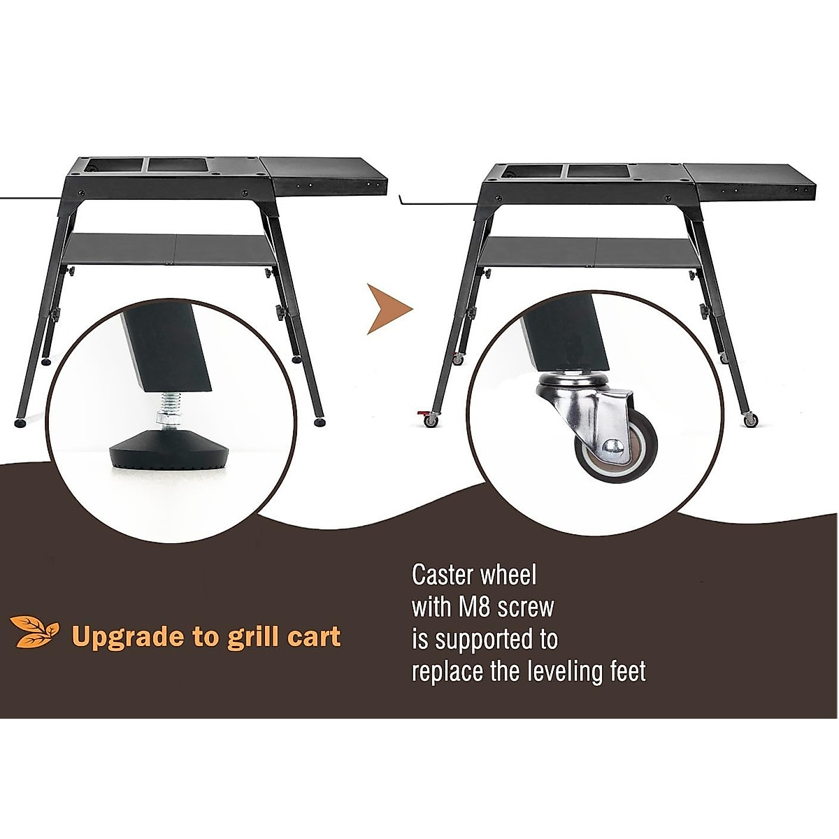 Grill Griddle Stand for Blackstone 22 Inch,17 Inch Tabletop Griddle, Griddle Table with Side Shelf & Sub-shelf and Paper Towel Holder, Support to Add Wheel and Magnetic Tool Holder or Grill Caddy