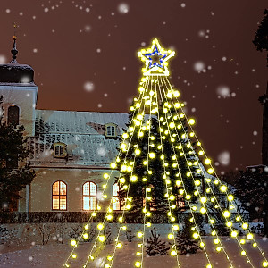 Joiedomi 345 LED Christmas Decoration Star Lights, 11.5Ft 8 Lighting Modes Decorative Tree Lights with Topper Star for Christmas Tree, Party Wedding Garden Yard Patio Xmas Outdoor Décor(Warm Whit)