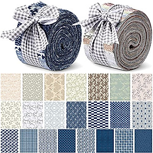 80 Pcs Cotton Fabric Roll up Fabric Strips Bundle 2.55 Inch Quilting Fabric Precut Roll for Quilting Patchwork Sewing for Thanksgiving Fall Christmas DIY Craft Blanket Purse Making (Elegant Style)