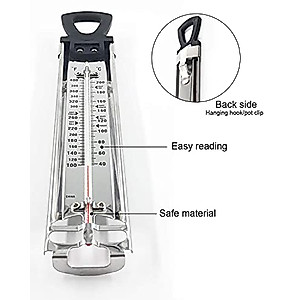 Candy Thermometer with Pot Clip & Hanging Ring Handle Stainless Steel Cooking Thermometer Food Thermometer Deep Fry Thermometer Classic Candy Thermometer
