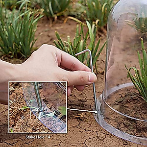 SOLIGT Garden Cloche, 10 Set Thick Plant Bell Clochoes Plastic Humidity Domes with Clear Vent & 40 Securing Pegs (7.88" D x 6.89" H) for Seed Starting and Plant Cover Protector