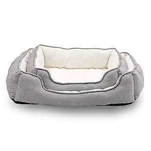 long rich rectangle bolster Pet Bed, Dog bed medium size, Gray With, 25x21x8 Inch (Pack of 1) (HCT-REC-005)