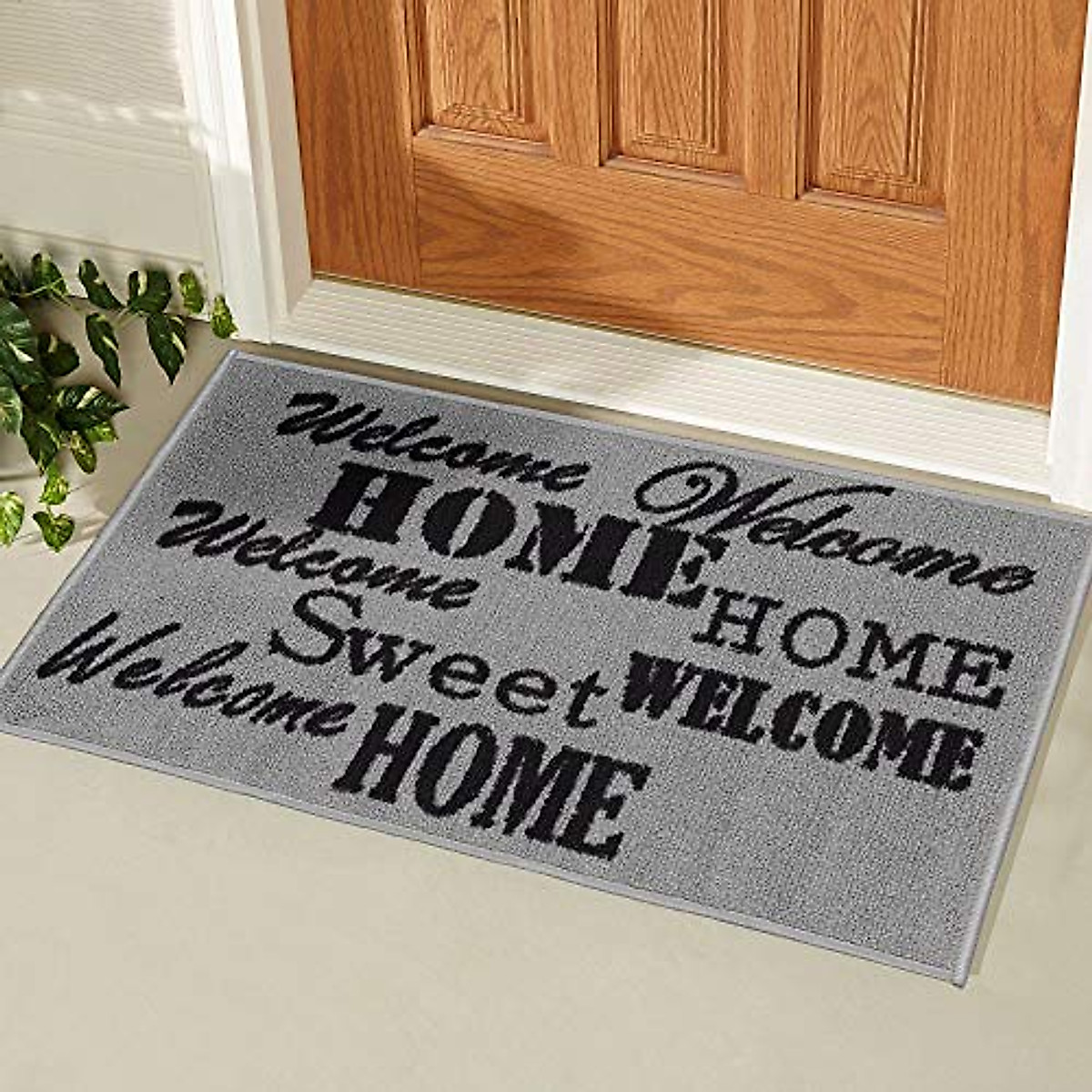 Machine Washable Sweet Home Design Non-Slip Rubberback 2x3 Entry Doormats for Doorway, Entryway, Indoor Door Mat Front Door, Rugs For Entrance, 20" x 30", Gray