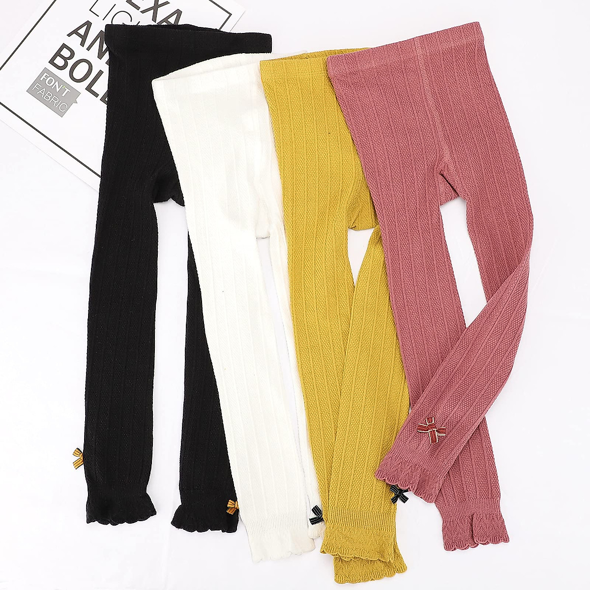 BOOPH 4 Pack Girls Legging Tight Flared Footless Knitted Pant 3-4 Years Multi1