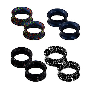 Jewseen Soft Silicone Gauges Ear Plugs Flexible Ear Gauges 6g to 1'' Double Flared Flesh Tunnels 8Pcs Piercing Jewelry