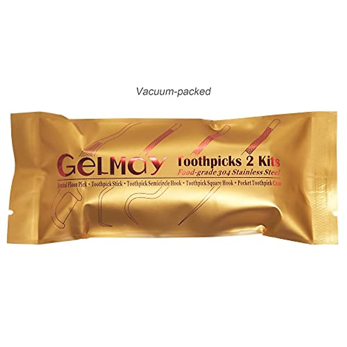 Toothpicks Pocket Set, Dental Floss Picks Kit Reusable, Stainless Steel Teeth Cleaning Tools, Tooth Picker Oral Hygiene Travel (2 Set)