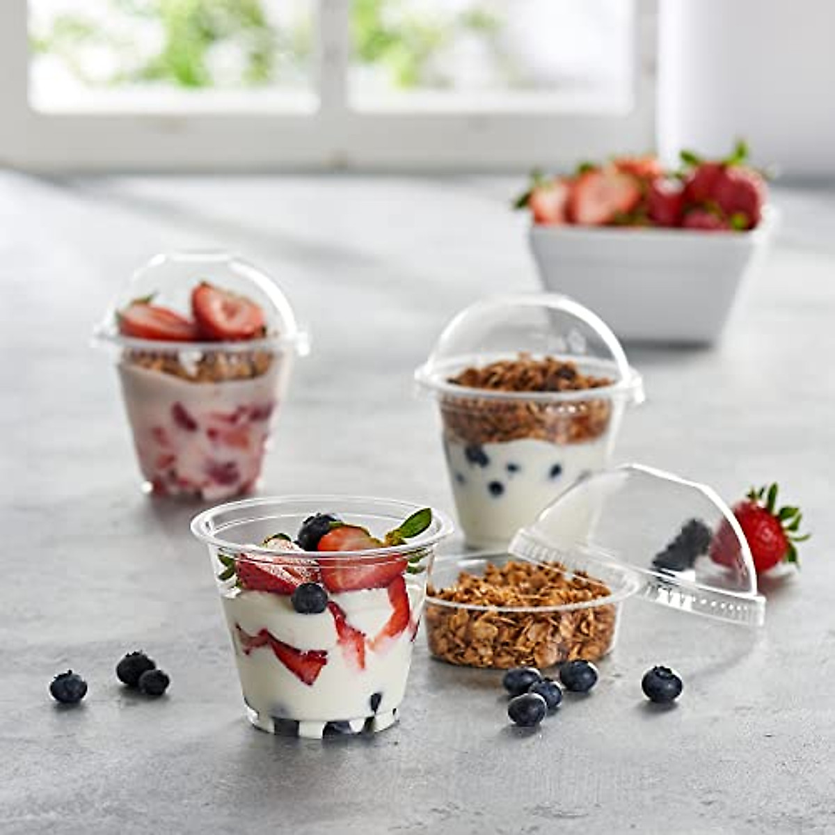 9 oz Plastic Parfait Cups with 2 oz Inserts & Lids 50, Sets 9 OUNCE Yogurt Containers
