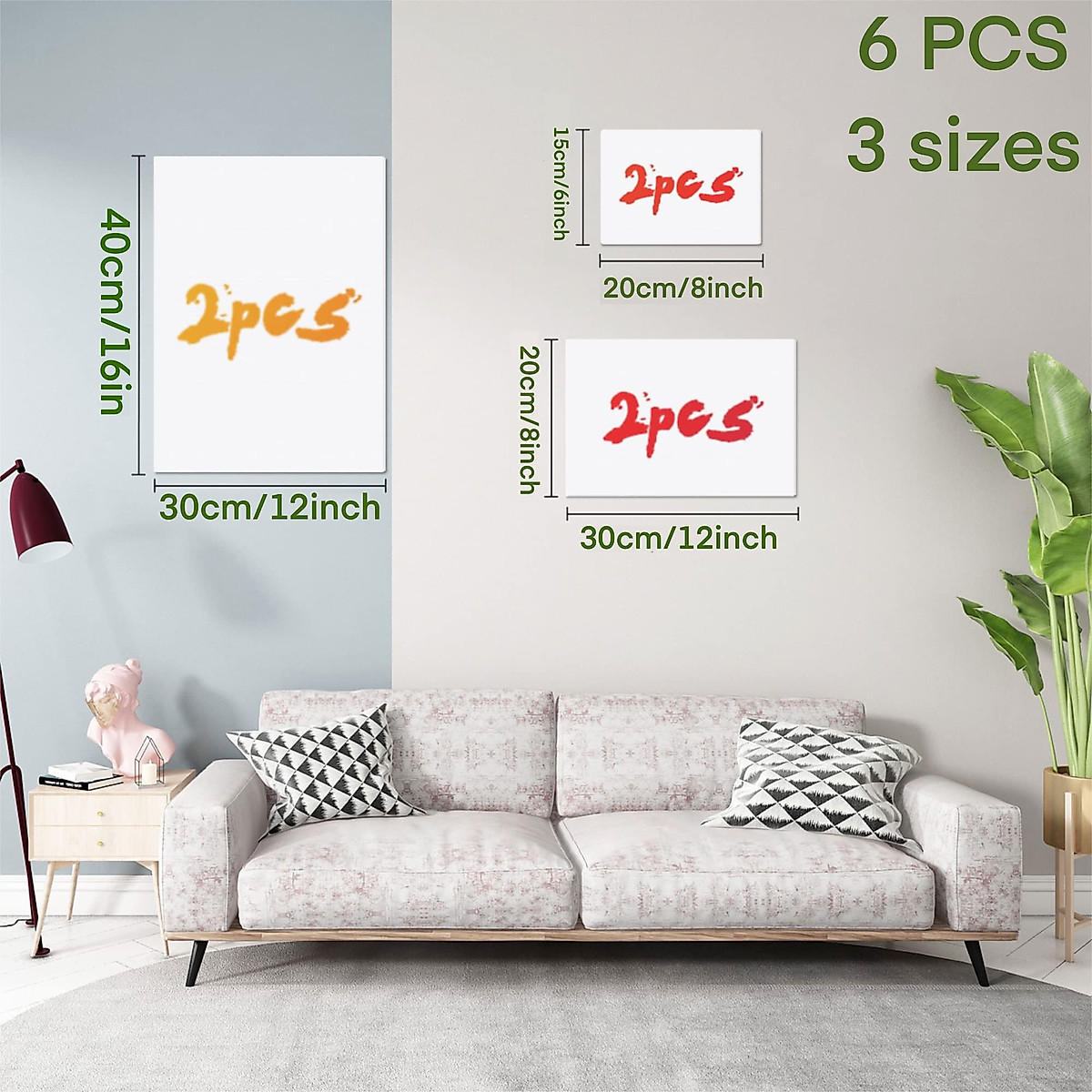 Skyouths Canvases for Painting, 40x30,30x20, 20x15, 8 Set Stretched White Canvas with Petal Paint Tray Palettes & Tape, Artist Canvases Frame Board Panels, Cotton Canvas for Oil, Acrylic, Watercolor