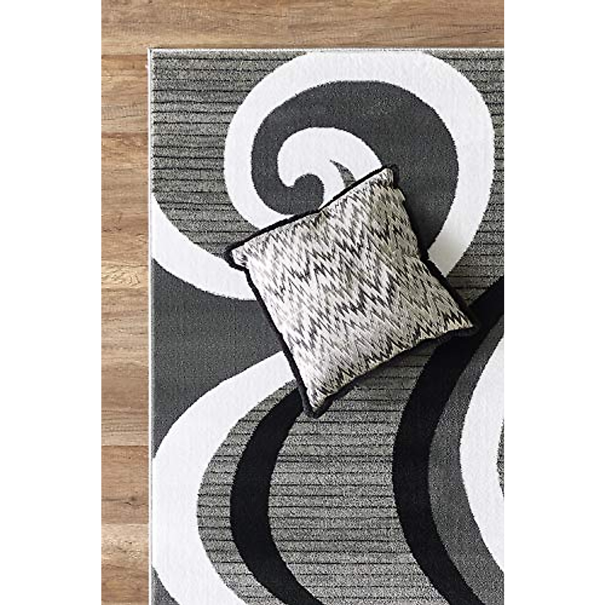 GLORY RUGS Black Area Rug 8x10 Gray Modern Carpet Bedroom Living Room Contemporary Dining Accent Sevilla Collection 4817A (Grey Black)
